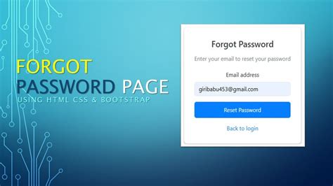 Forgot Password Using Html Css And Bootstrap Youtube
