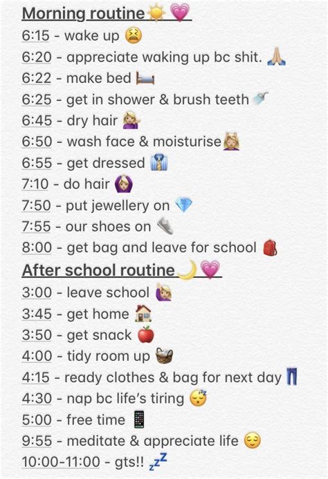 Pin by lili Simpson on routines | School routine for teens, Morning routine school, School routines