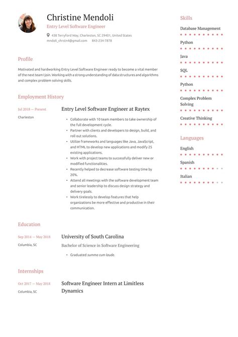 Software Developer Resume Summary 19 Software Engineer Resume Examples