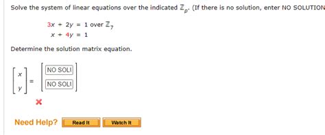 Solved Solve The System Of Linear Equations Over The Chegg