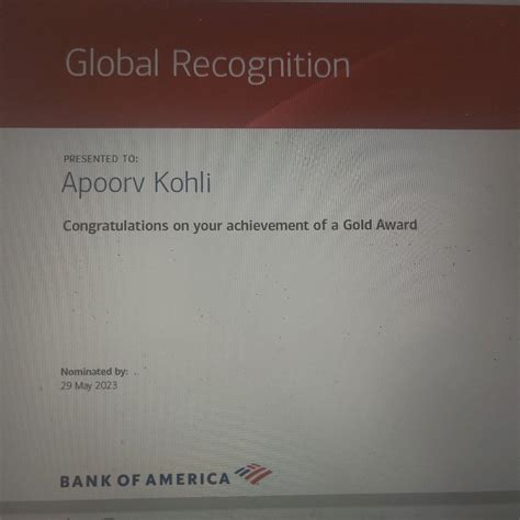Apoorv Kohli On Linkedin Here We Go I Got The Gold Award From Bank Of