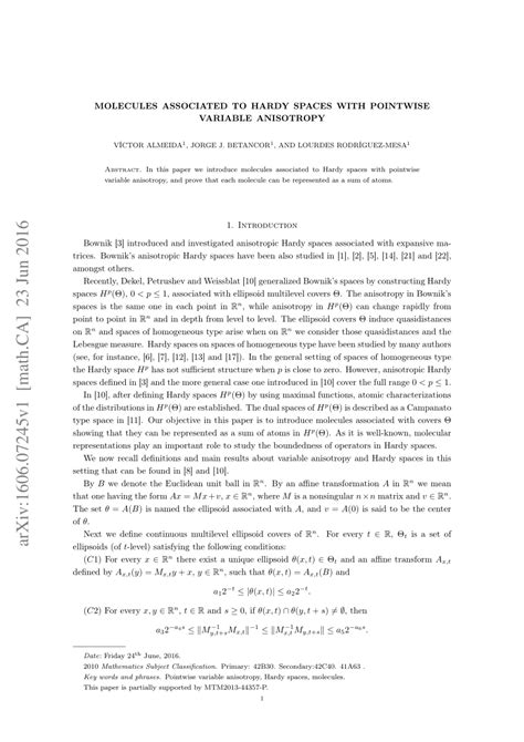 Pdf Molecules Associated To Hardy Spaces With Pointwise Variable