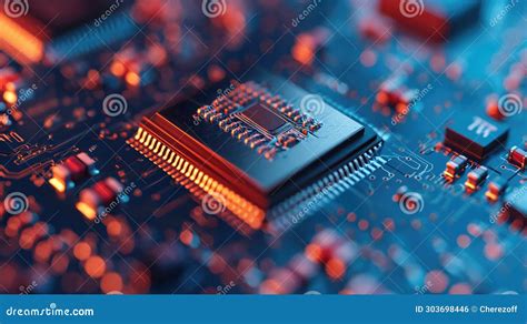 Microchip On An Integrated Circuit Stock Illustration Illustration Of