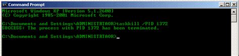 Taskkill Kill A Process In Command Prompt In Windows 7 Xp ~ Servercomputing