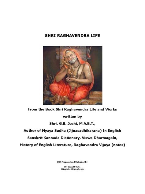 Shri Raghavendra Swamy Life And Works Written By Shri Gb Joshi Pdf