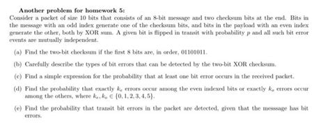 Solved Another Problem For Homework Consider A Packet Of Chegg