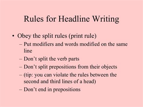 Rules For Headline Writing