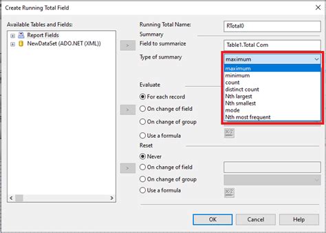 Sum Fieldoption Is Not Visible In Running Total Fields In