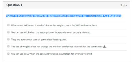 Solved Question 1 1 Pts Which Of The Following Statements