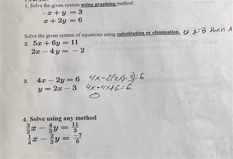 Solved 1 Solve The Given System Using Graphing Method