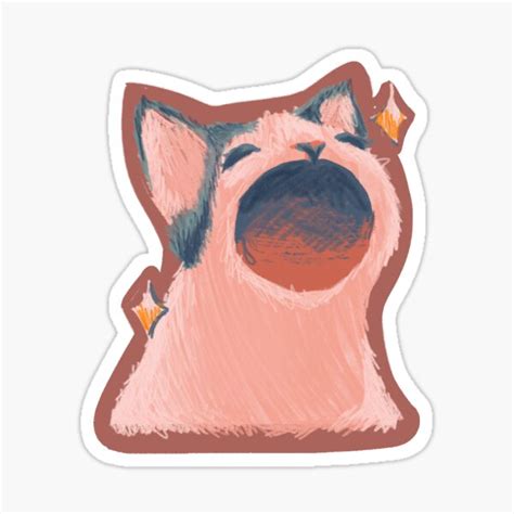 Pop Cat Sticker Peach Pink Very Cute Cool Cat Yawn Yawning Sticker