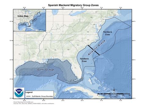 Spanish Mackerel Migratory Group Zones Fishery Management Areas Map