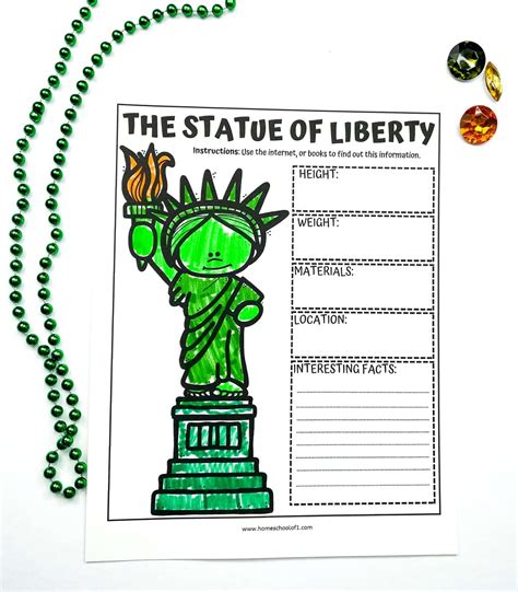 Label The Parts Of The Statue Of Liberty Activity Worksheet Free