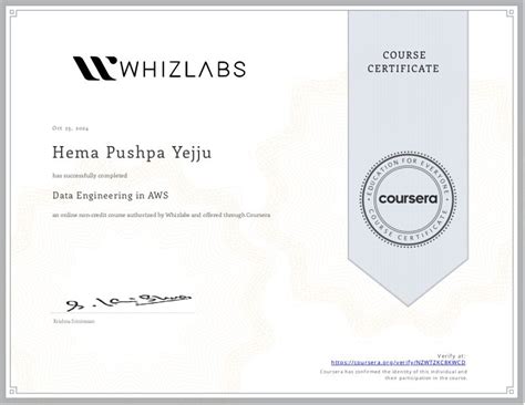 Hemapushpa Yejju On Linkedin Dataengineering Aws Coursera