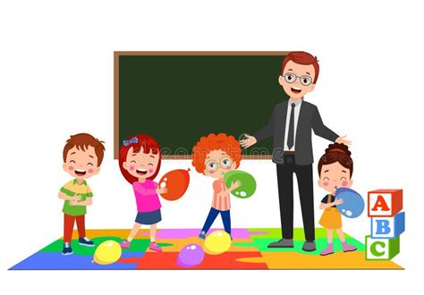Cute Students Cleaning Classroom At School Stock Illustration