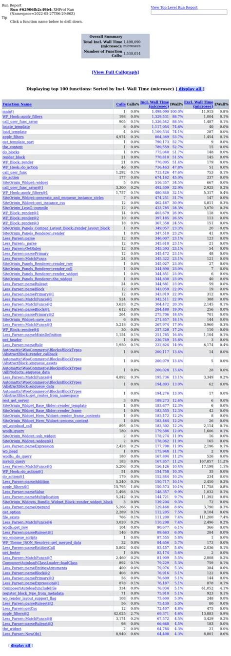 wordpress profiling with xhprof debugging and optimizing speed