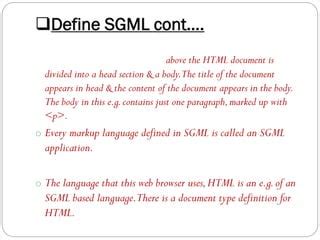 Sgml PPTX Web Design And HTML Internet