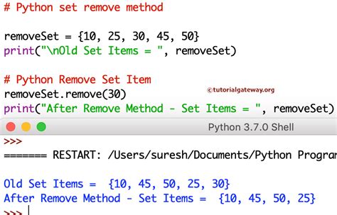 Python Set Remove Method