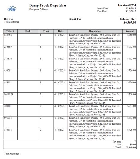 Invoice Templates Guide Dump Truck Dispatcher
