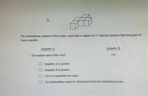 Solved The Solid Shown Consists Of Five Cubes Each With A