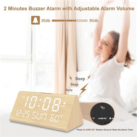 Dreamsky Digital Alarm Clocks For Bedrooms Wooden Electric Clock With
