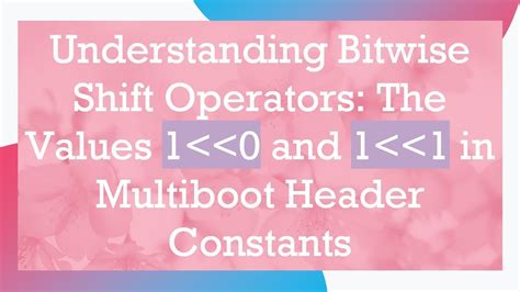 Understanding Bitwise Shift Operators The Values 1 0 And 1 1 In
