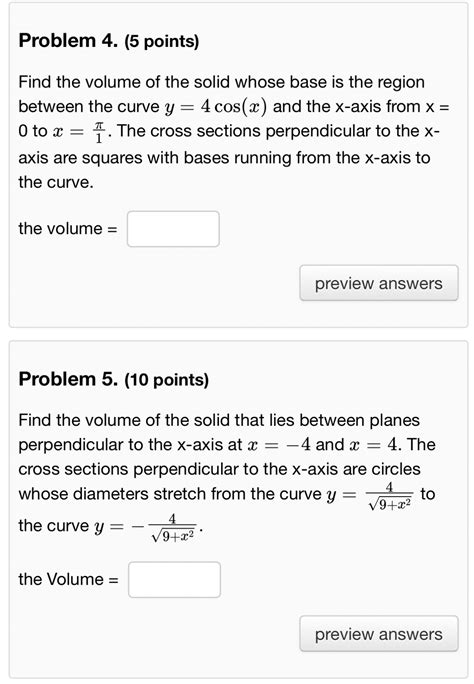 Solved Problem 4 5 ﻿pointsfind The Volume Of The Solid