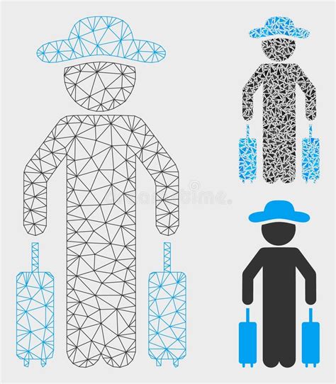 Gentleman Passenger Vector Mesh Wire Frame Model And Triangle Mosaic