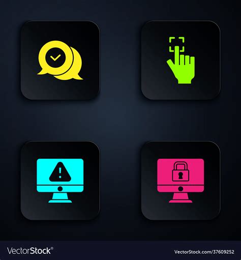 Set Lock On Monitor Check Mark In Speech Bubble Vector Image