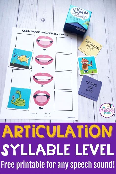 Syllable Level Articulation Visual Cue Sheet Thedabblingspeechie