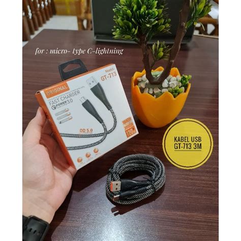 Jual Kabel Usb 3 Meter Micro Type C Lightning Kabel Data 120w