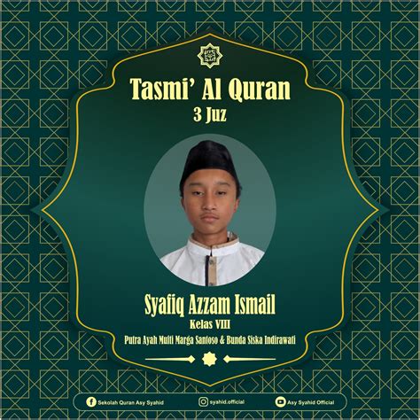 Tasmi 3 Juz Syafiq Azzam Ismail Sekolah Quran Asy Syahid