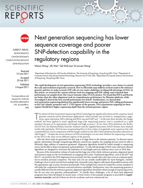 Pdf Next Generation Sequencing Has Lower Sequence Coverage And Poorer Snp Detection Capability