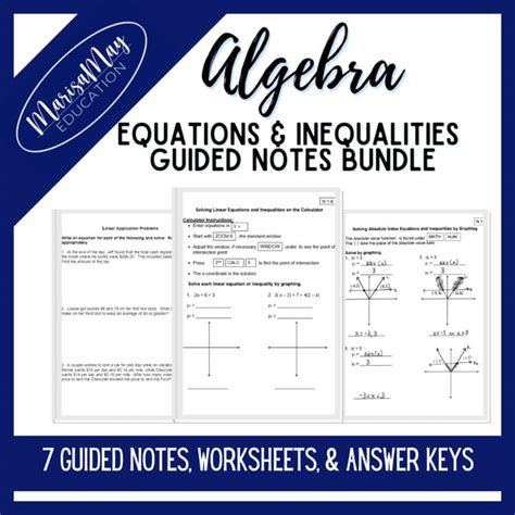 Algebra Solving Equations And Inequalities Unit Guided Notes And Worksheets Bundle