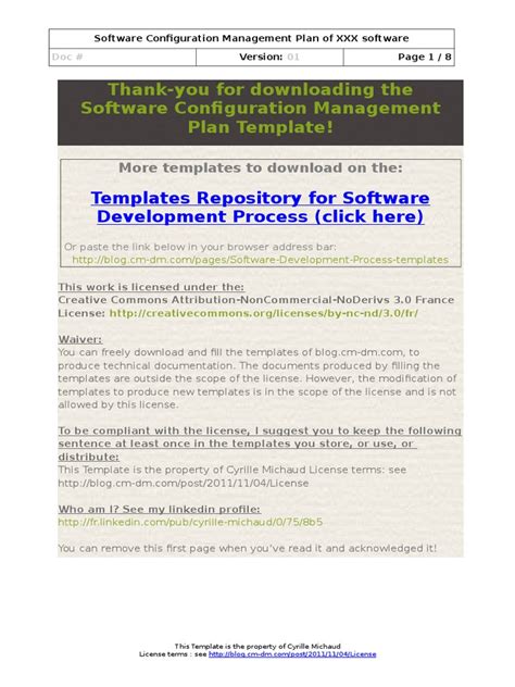 Software Configuration Management Plan Template Pdf Version Control