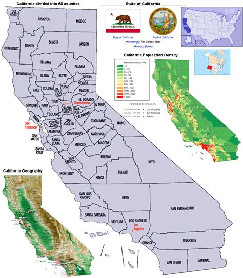 California Californias Counties Population Density And Geography Map