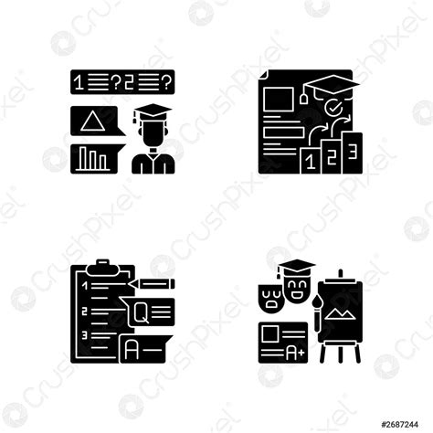 Questioning Checklist Black Glyph Icons Set On White Space Stock