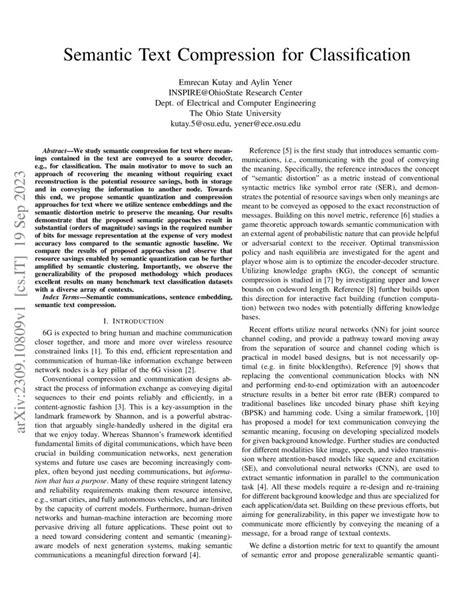semantic text compression for classification deepai