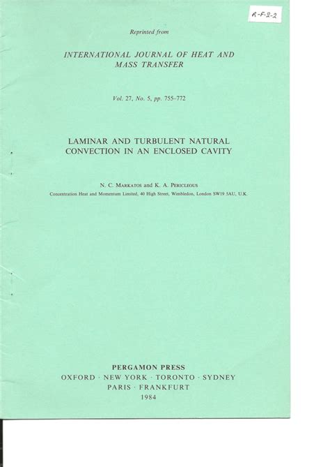 Pdf Laminar And Turbulent Natural Convection An Enclosed Cavity