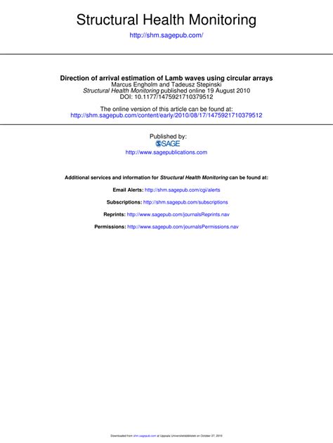 Pdf Direction Of Arrival Estimation Of Lamb Waves Using Circular Arrays