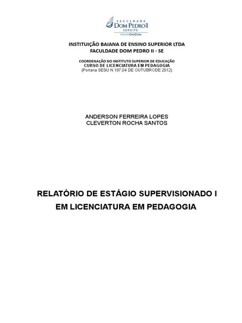 Relatório De Estágio Em Educação Infantil Pdf Pré Escola Pedagogia