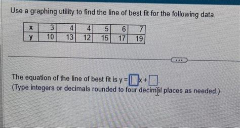Solved Use A Graphing Utility To Find The Line Of Best Fit Chegg