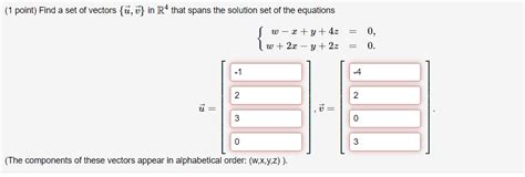 Solved Point Find A Set Of Vectors U V In R That Chegg Com