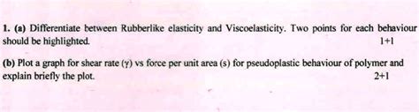 Solved Differentiate Between Rubber Like Elasticity And Viscoelasticity Two Points For Each