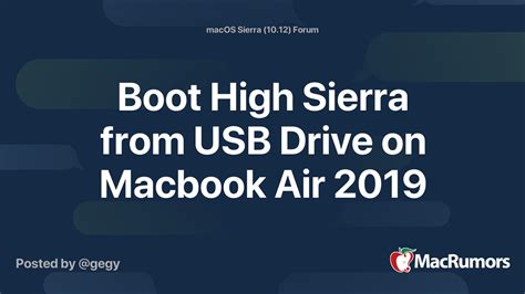 boot high sierra from usb drive on macbook air 2019 macrumors forums
