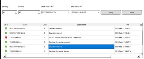 Sanitize Overwrite Started Device Removed Sanitize Overwrite Aborted How To Proceed