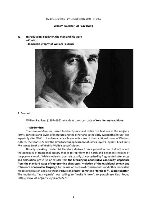 William Faulkner A Modernist And Southern Literature Pioneer Appunti