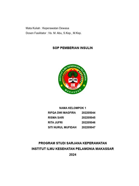 Sop Insulin Pdf