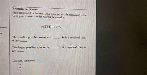solved problem 12 1 point find all possible solutions