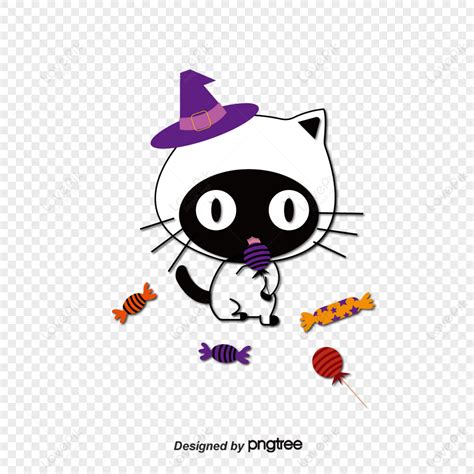 할로윈 고양이모자미소엽서 Png 일러스트 무료 다운로드 Lovepik